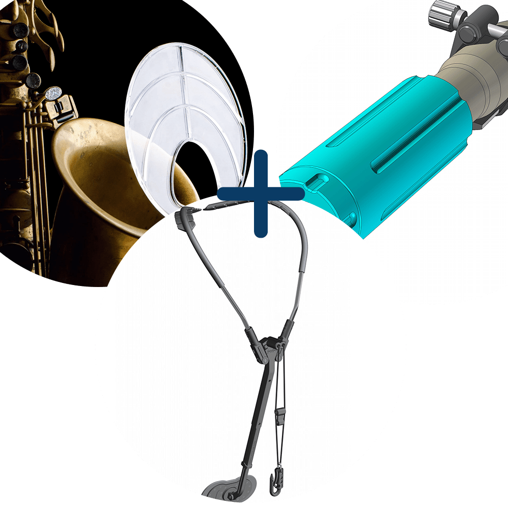 Kit Jazz Lab - Defletor + Saxholder + Silencer - SaxShop - A casa do ...